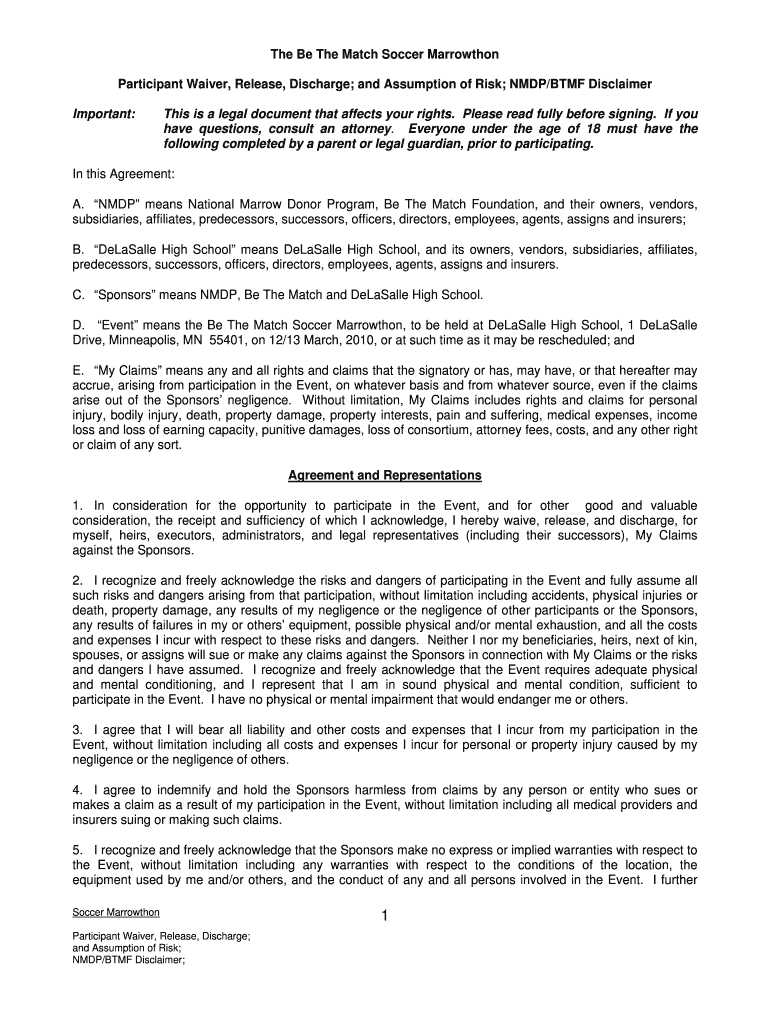 Fillable Online bethematchfoundation Draft Bicycle Event ReleaseRider ...