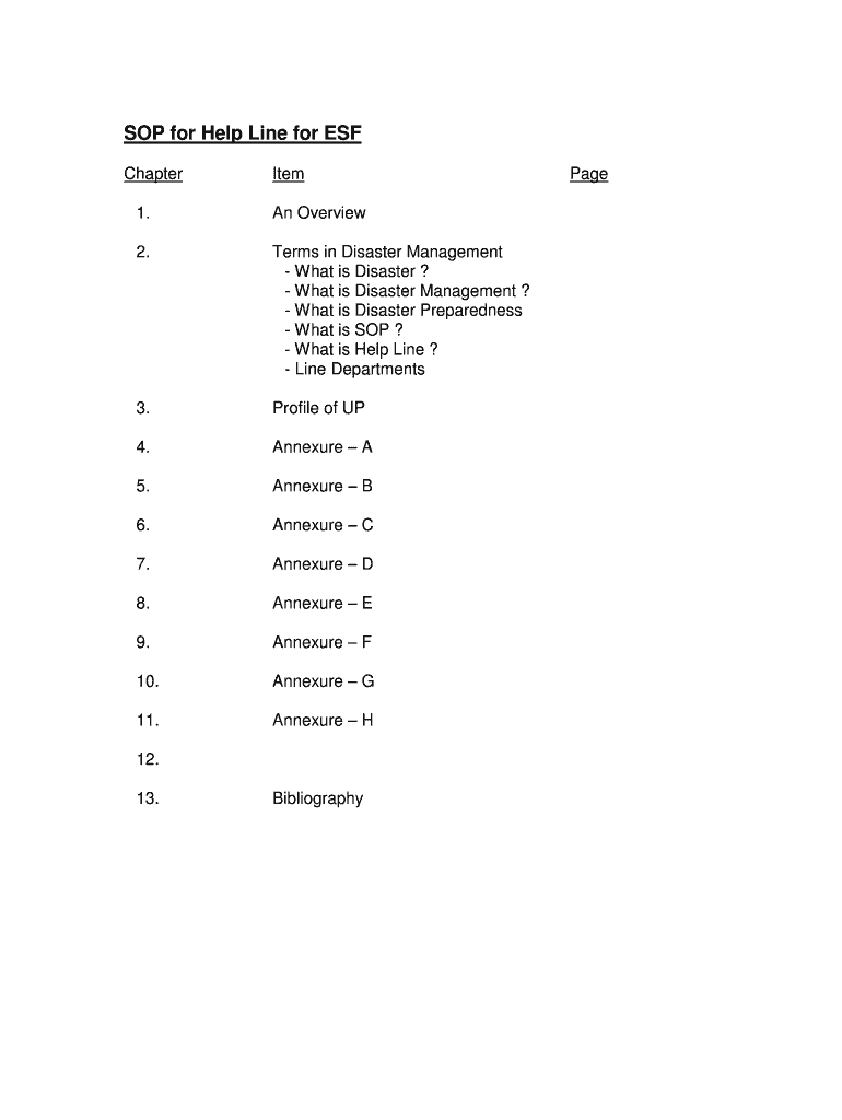 Fillable Online upsdma up nic SOP for Help Line for ESF - upsdma up nic ...