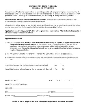 Fillable Online 13-14 Financial Aid Application.doc Fax Email Print ...