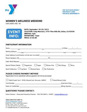 Fillable Online camp ymca Printable Registration Form - YMCA Overnight ...