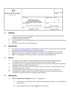 Fillable Online deerlodge mb Falls Management Assessment amp ...