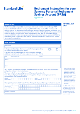 Fillable Online Retirement instruction form for the Synergy PRSA PDF ...