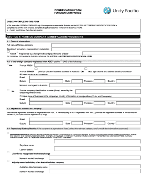Fillable Online IDENTIFICATION FORM FOREIGN COMPANIES Fax Email Print ...