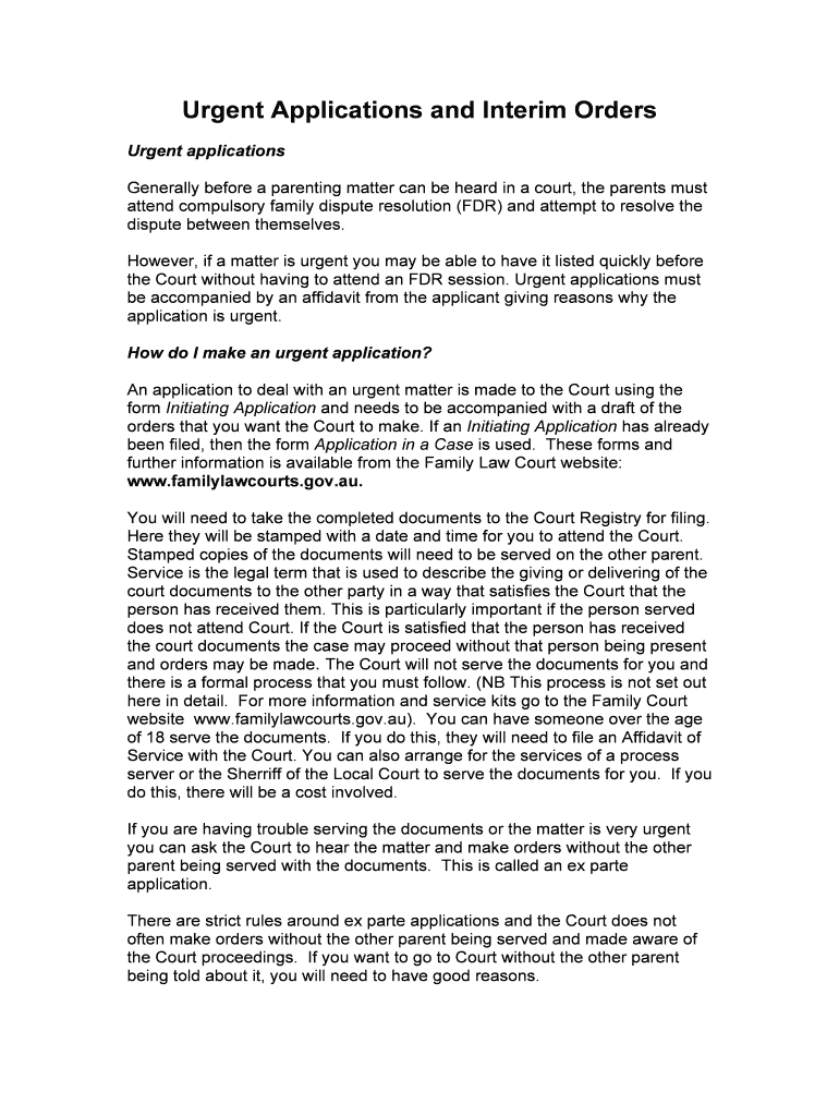 Fillable Online Urgent Applications and Interim Orders Fax Email Print ...