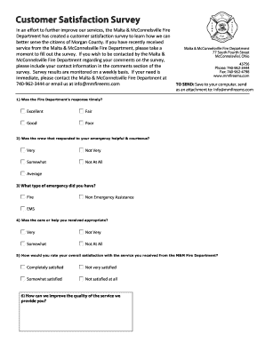 Fillable Online Customer Satisfaction Survey - M&M Fire Department Fax ...