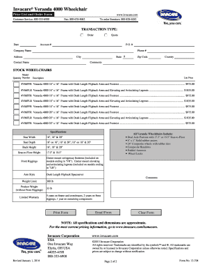 Fillable Online Invacare Veranda 4000 Wheelchair Fax Email Print ...