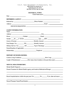 Fillable Online Referral Form Printable - ESP Case Management Fax Email ...
