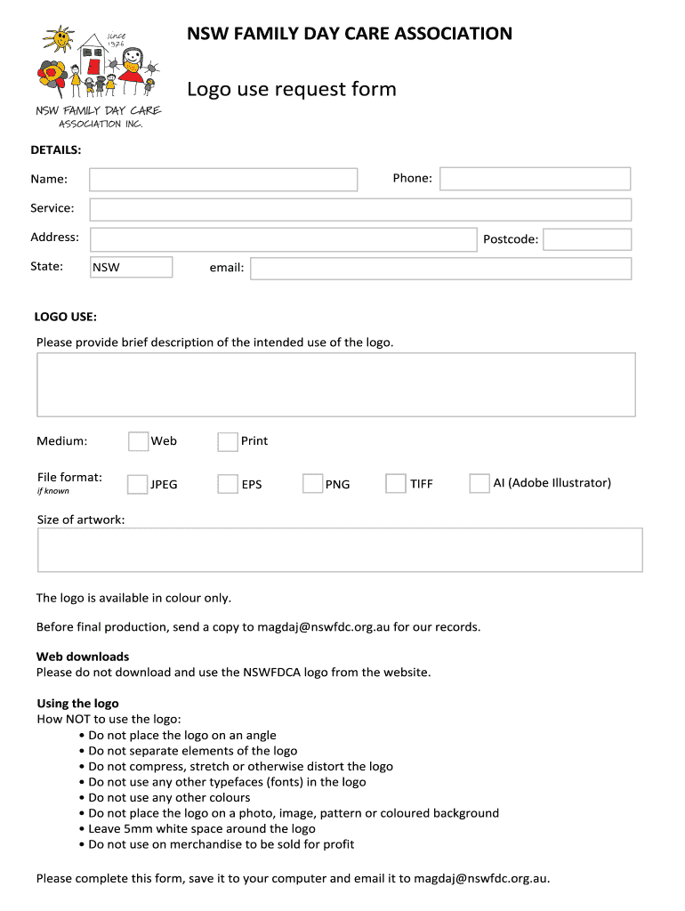 Fillable Online nswfdc org Logo use request form Fax Email Print ...