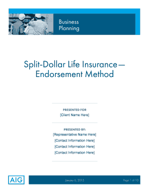 Fillable Online Split-Dollar Endorsement Method (Full) - Advanced ...