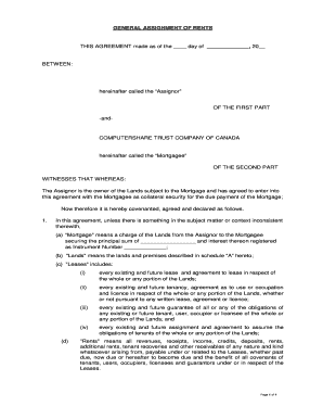 Fillable Online cmls CMLS Residential General Assignment of Rents ...