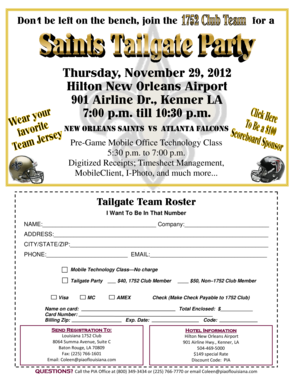 Fillable Online Tailgate Registration form.pub Fax Email Print - pdfFiller