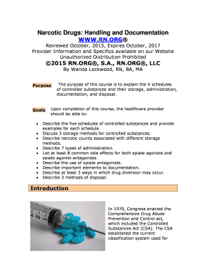 Fillable Online Narcotic Drugs: Handling and Documentation Fax Email ...