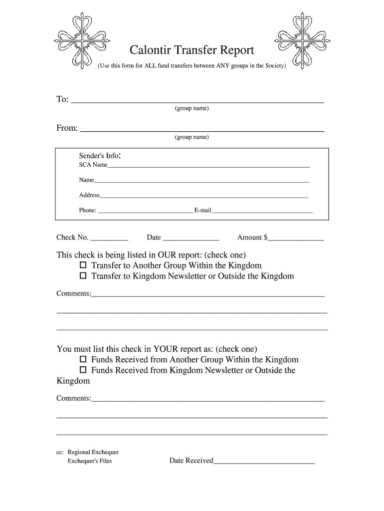 Fillable Online heraldry calontir Calontir Transfer Report - heraldry ...