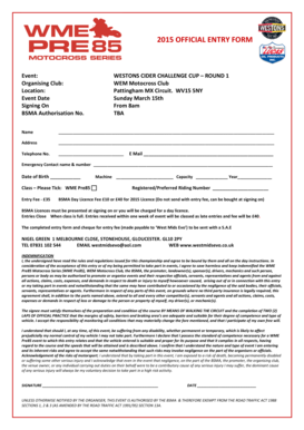 Fillable Online westmidsevo co 2015 OFFICIAL ENTRY FORM - WME Pre85 ...