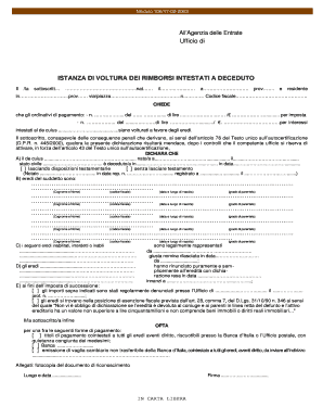 Istanza Di Voltura Dei Rimborsi Intestati A Deceduto Agenzia Delle ...