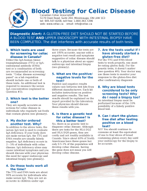 Fillable Online Testing for Celiac Disease Fax Email Print - pdfFiller