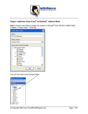 Fillable Online Import Addresses from Excel to Outlook Address Book Fax ...