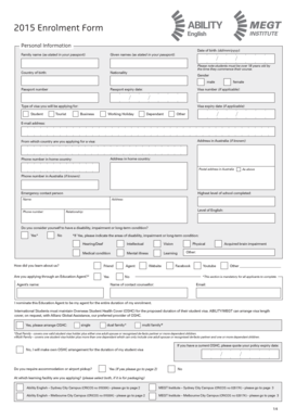 Fillable Online 2015 Enrolment Form Fax Email Print - pdfFiller