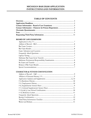 Fillable Online MICHIGAN BAR EXAM APPLICATION Fax Email Print - pdfFiller