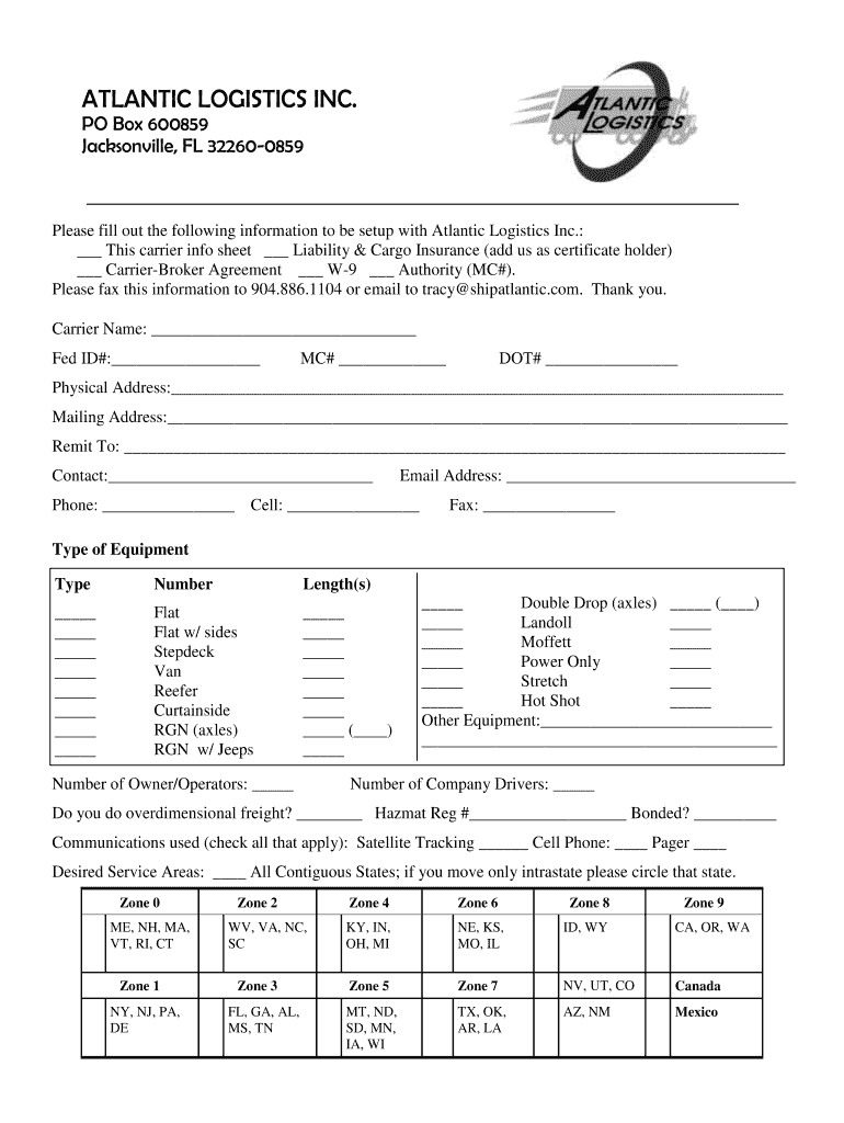 Carrier Packet Here Atlantic Logistics Fill Out Sign Online DocHub