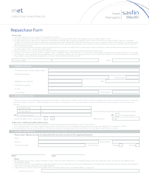 Fillable Online Repurchase Form - Sasfin Fax Email Print - pdfFiller