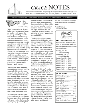 Fillable Online glcpa GRACE NoTES - Grace Lutheran - glcpa Fax Email ...