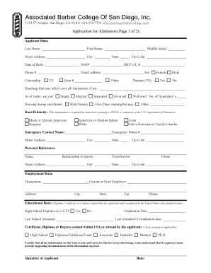 Fillable Online Barber college application Fax Email Print - pdfFiller