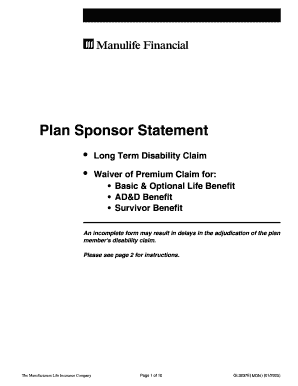 Fillable Online Long Term Disability claim form employer portion Fax ...