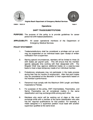 Fillable Online SHIFT TRADE/SUBSTITUTIONS Fax Email Print - pdfFiller