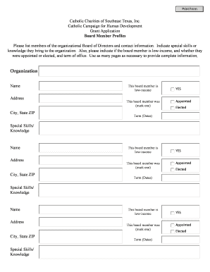 Fillable Online catholiccharitiesbmt Board Member Profiles - Catholic ...