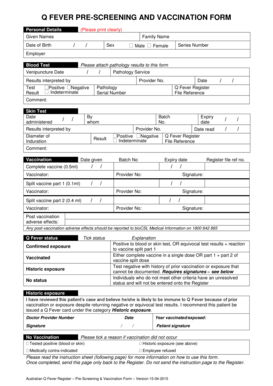 Q Fever Pre Screening And Vaccination Form - Fill Online, Printable ...