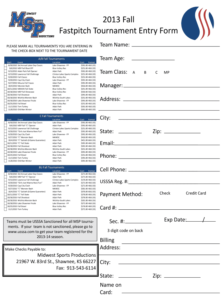 Fillable Online AB Fall Tournaments Fax Email Print - pdfFiller