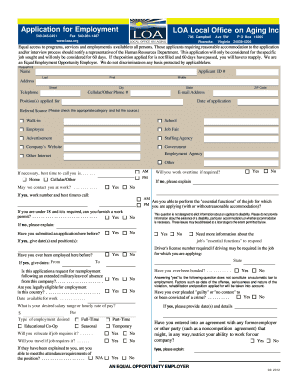 Fillable Online loaa Application for Employment Application for ...