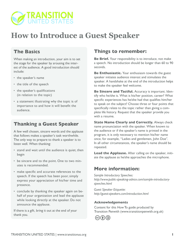 Fillable Online How to Introduce a Guest Speaker Fax Email Print ... Fillable Online How to Introduce a Guest Speaker Fax Email Print ...