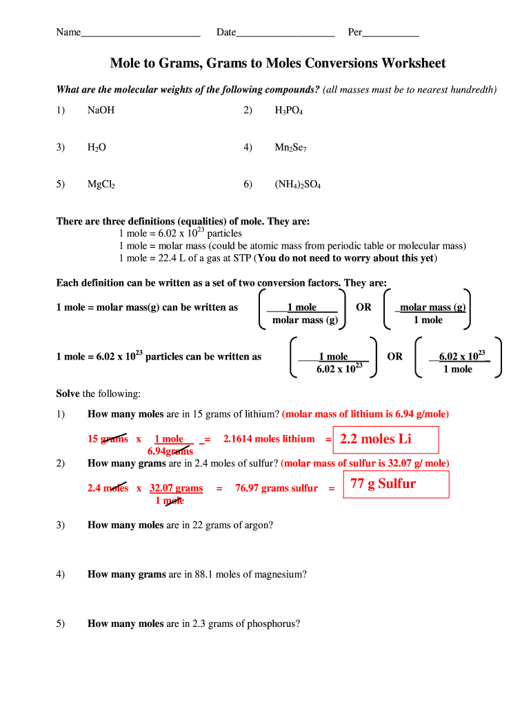 Fillable Online What are the molecular weights of the following ...