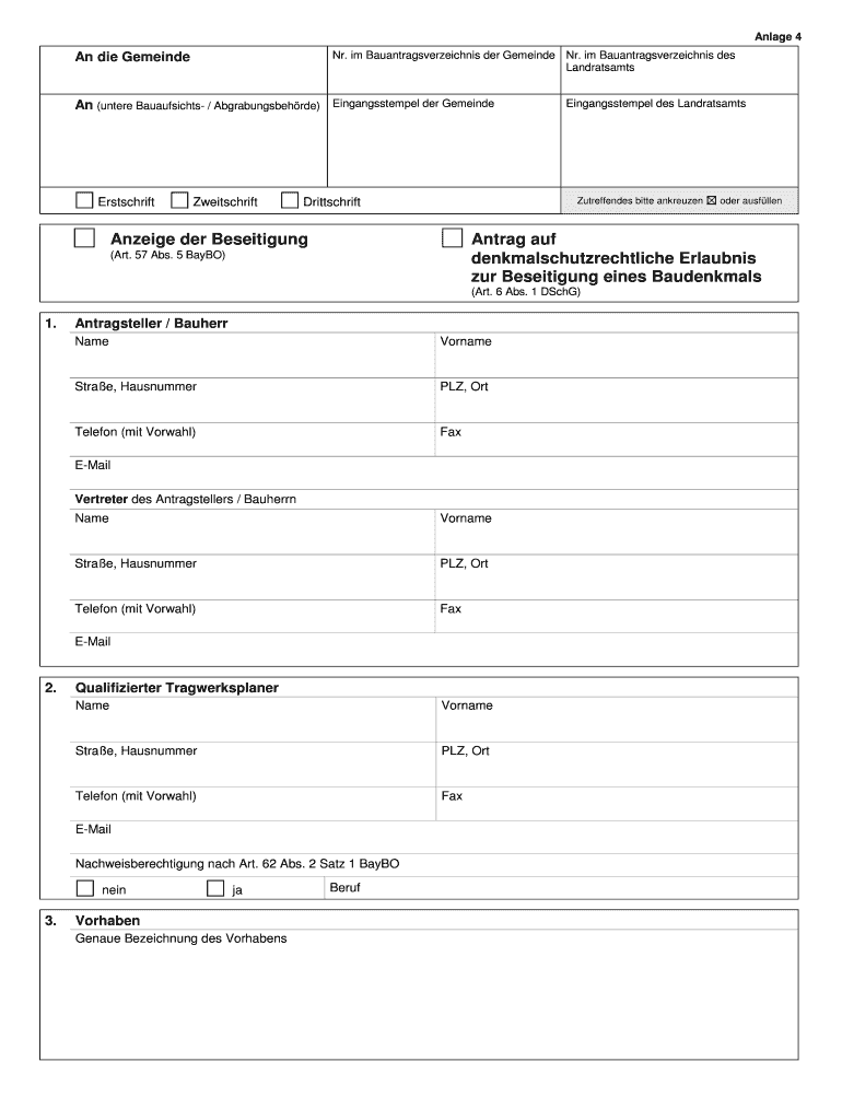 Ausfüllbar Online stmi bayern Anzeige der Beseitigung Fax Email Drucken ...