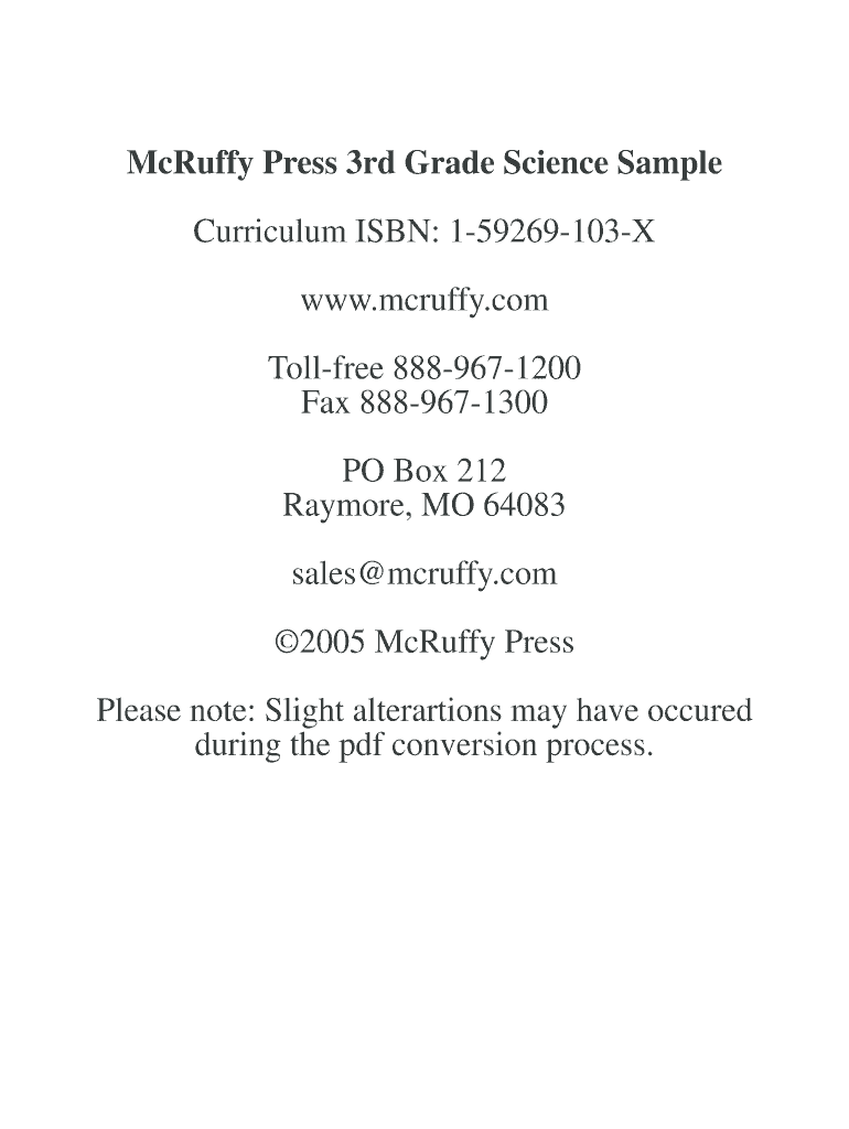 Fillable Online McRuffy Press 3rd Grade Science Sample Fax Email Print ...
