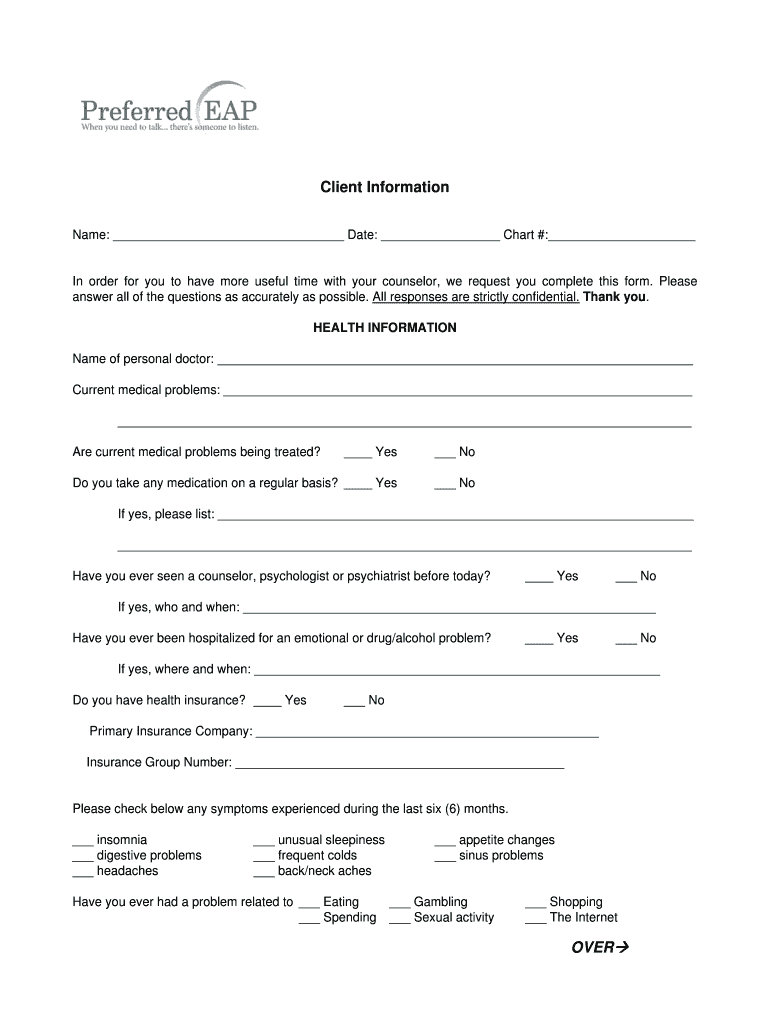 Fillable Online preferredeap Client Information Form 2010.doc Fax Email Print - pdfFiller