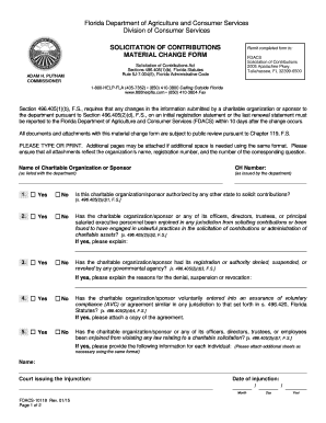 Fillable Online Solicitation of Contributions Material Change Form Fax ...