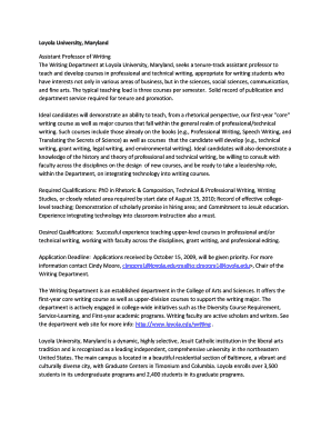 Fillable Online Loyola University, Maryland Fax Email Print - pdfFiller