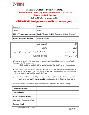 Fillable Online Attachment 1- Intent to Bid Form.pdf - Mercy Corps Fax ...