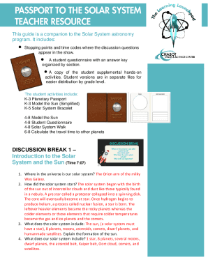 Fillable Online Passport in Science: All About The Solar System ...