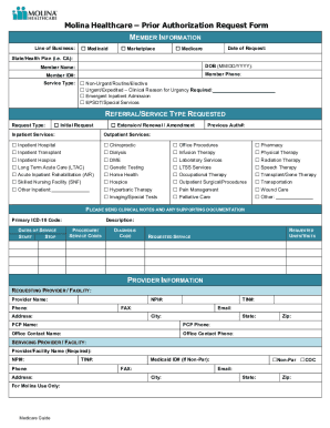 Fillable Online MOLINA HEALTHCARE MEDICARE PRE-SERVICE REVIEW GUIDE ...