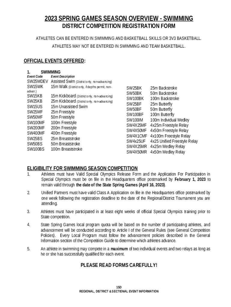DISTRICT COMPETITION REGISTRATION Doc Template | pdfFiller