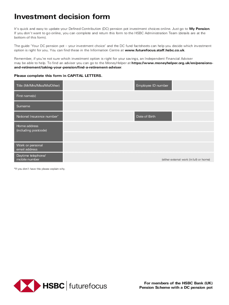 Fillable Online futurefocus staff hsbc co Defined benefit vs. defined ...