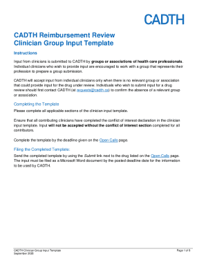 Fillable Online Clinician group input template - CADTH Fax Email Print ...
