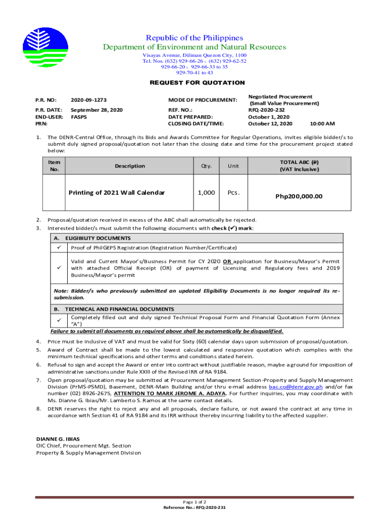 Fillable Online Proposal/quotation received in excess of the ABC shall ...