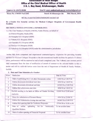 Fillable Online Conditions For e-Tender for - WB Health Fax Email Print - pdfFiller