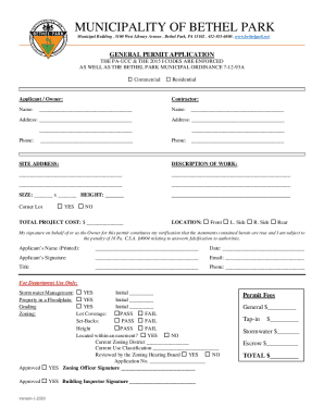 Fillable Online GENERAL PERMIT APPLICATION V1-2020 - Bethel Park Fax Email Print - pdfFiller