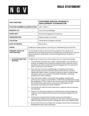 Fillable Online Customer Service Manager Job Description Template Fax ...